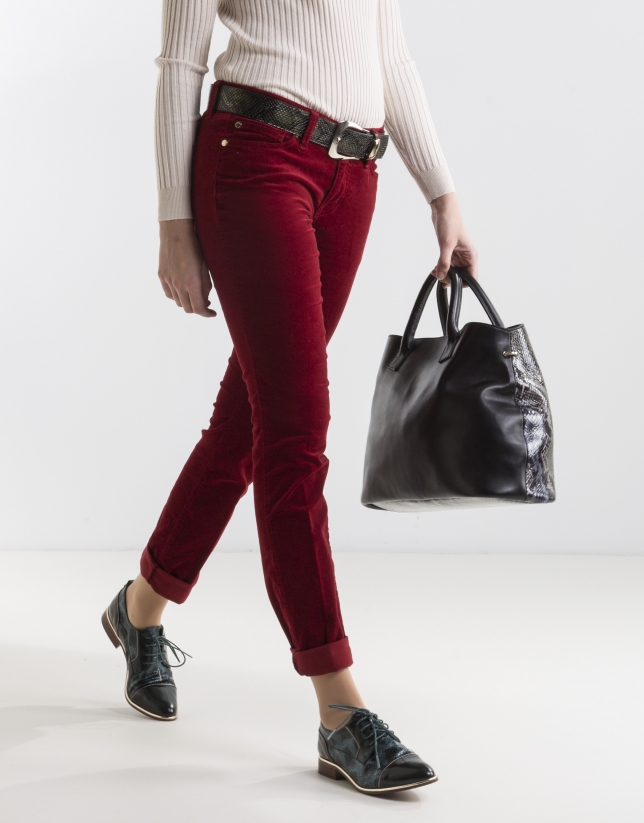 Plain red corduroy pants - Pants - Woman | Roberto Verino
