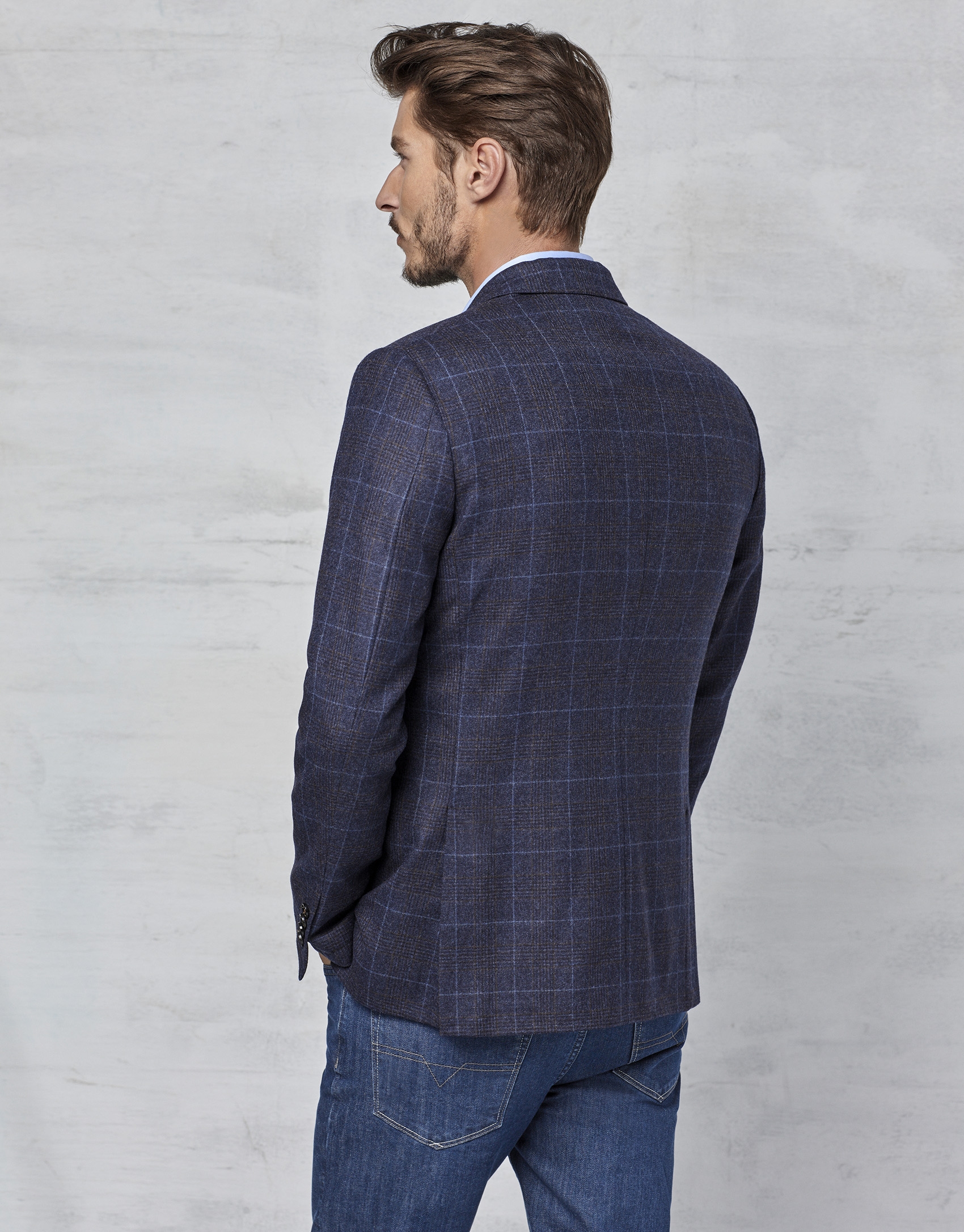 Navy blue checked sports jacket - Man - AW2017 | Roberto Verino