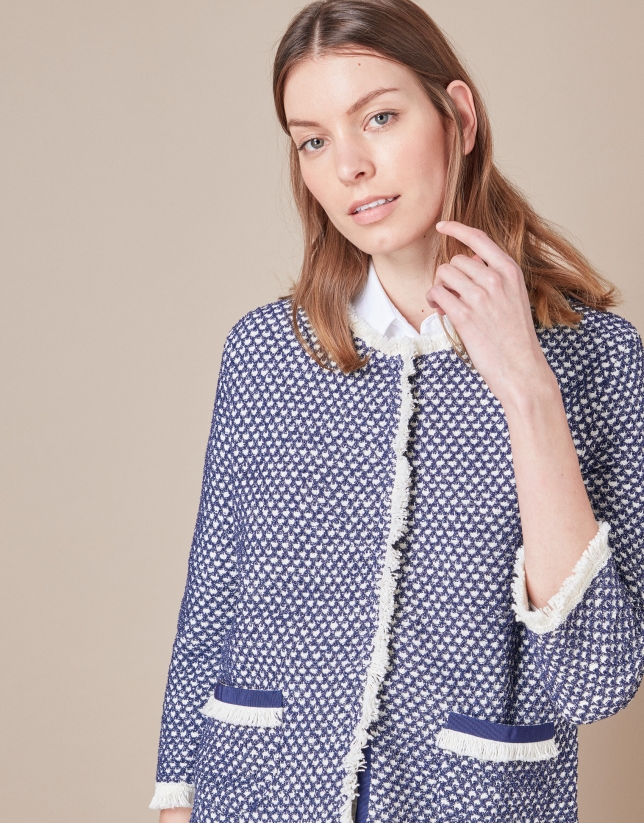 Short blue knit jacket - Woman - SS2018 | Roberto Verino