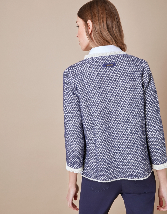Short blue knit jacket - Woman - SS2018 | Roberto Verino
