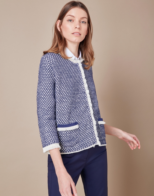 Short blue knit jacket - Woman - SS2018 | Roberto Verino