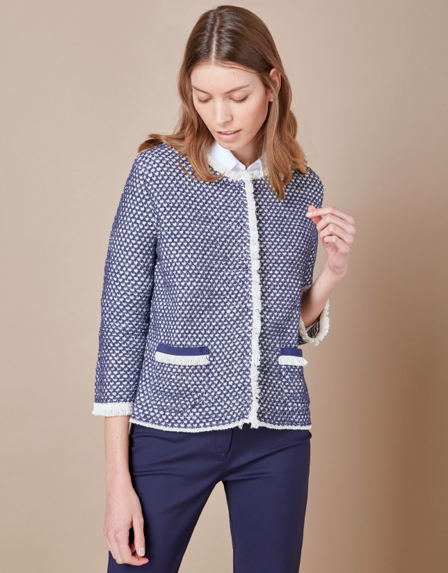 Short blue knit jacket - Woman - SS2018 | Roberto Verino
