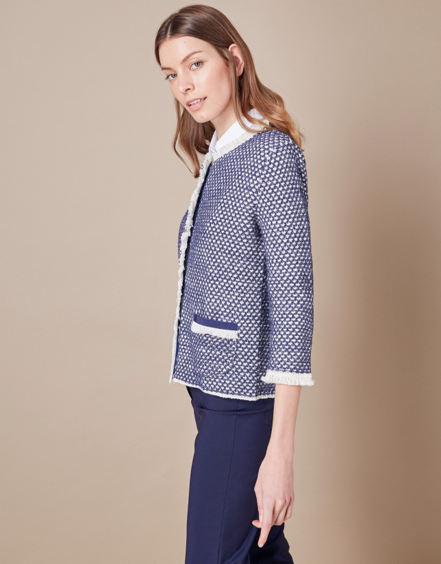 Short blue knit jacket - Woman - SS2018 | Roberto Verino