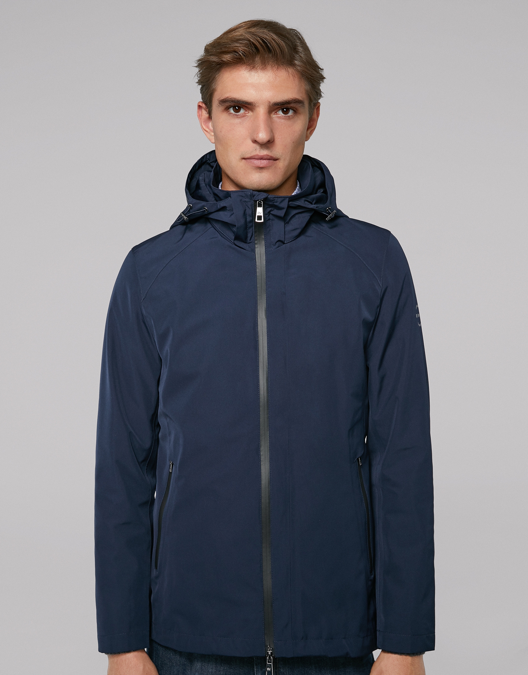 Navy blue light tech fabric jogging jacket | Roberto Verino