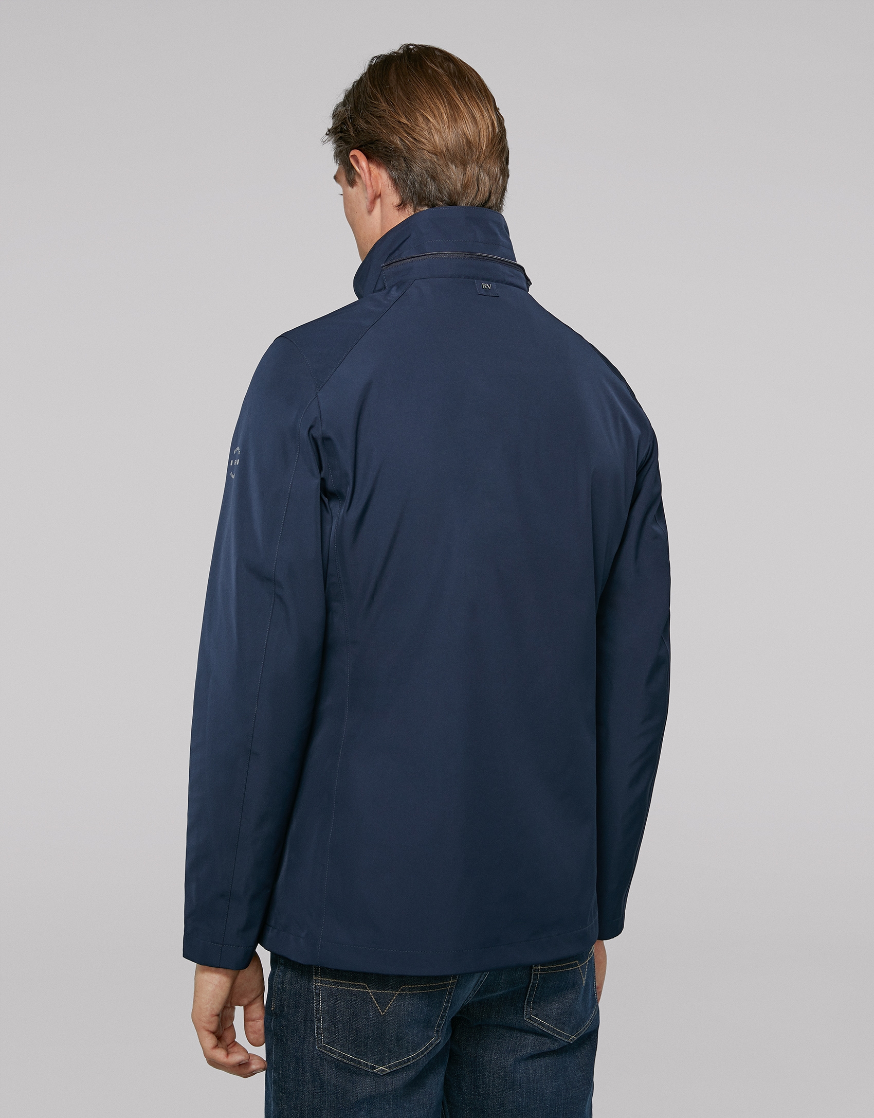 Navy blue light tech fabric jogging jacket | Roberto Verino