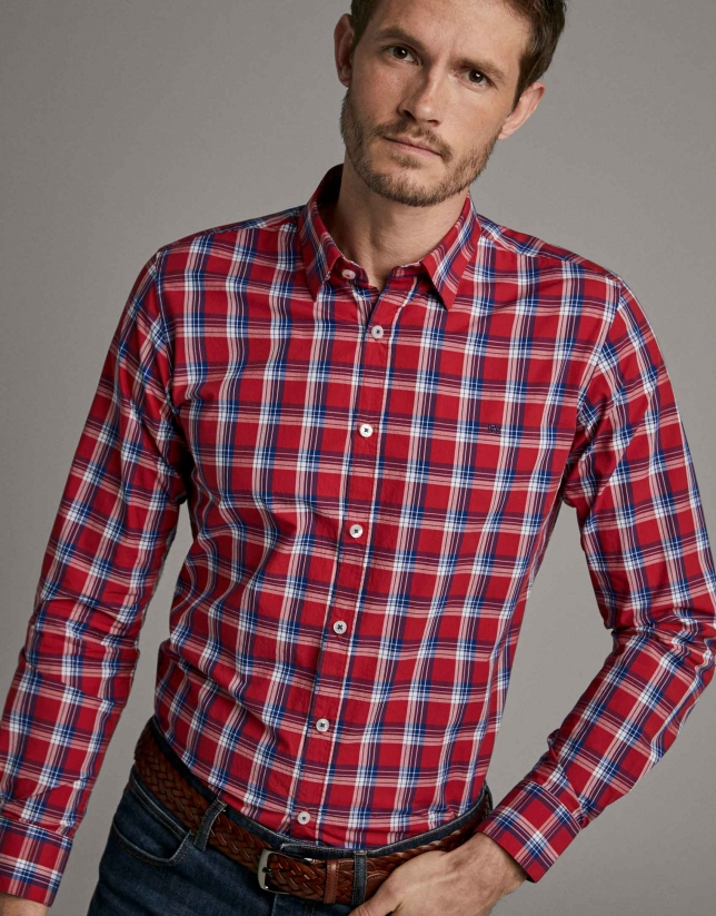 Red checked men's shirt - Man - SS2020 | Roberto Verino