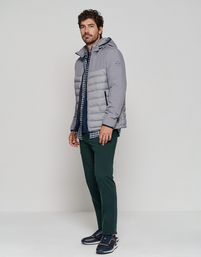 Light gray tech fabric quilted windbreaker | Roberto Verino