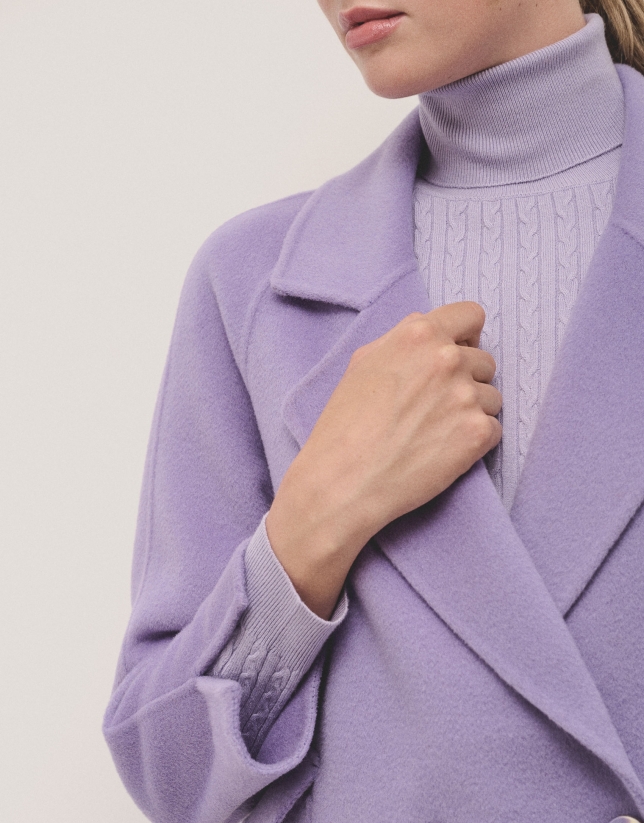 Lilac three-quarter double-faced coat - Woman | Roberto Verino