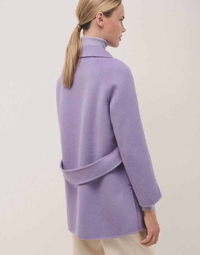 Lilac three-quarter double-faced coat - Woman | Roberto Verino